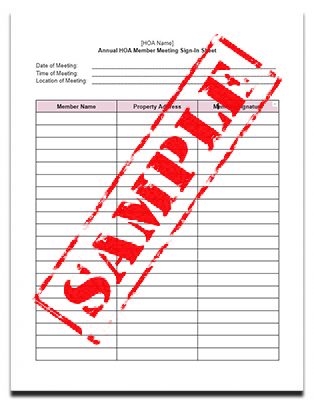 Annual Member Meeting Sign In Sheet | HOA Management.com