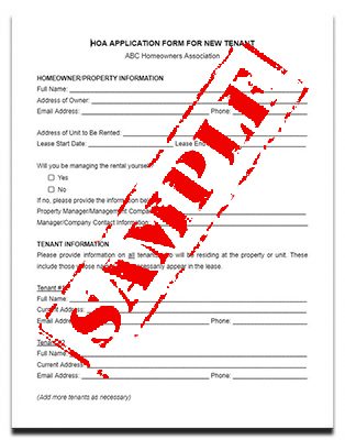 Application Form for New Tenant in HOA | HOA Management.com