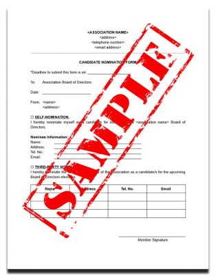 Candidate Nomination Form Template | HOA Management.com