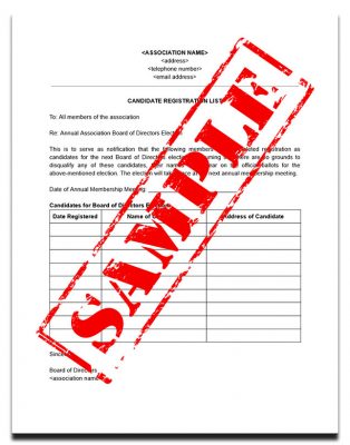 Candidate Registration List Template | HOA Management.com