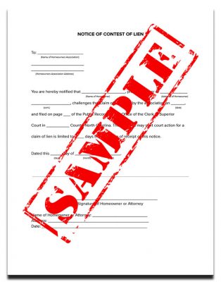 Contest Lien Template | HOA Management.com