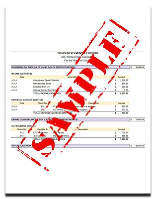 Treasurer's Monthly Report | HOA Management.com