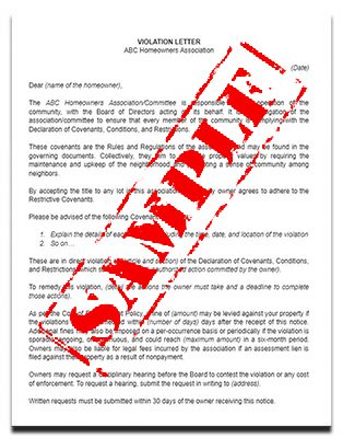 Violation Letter | HOA Management.com